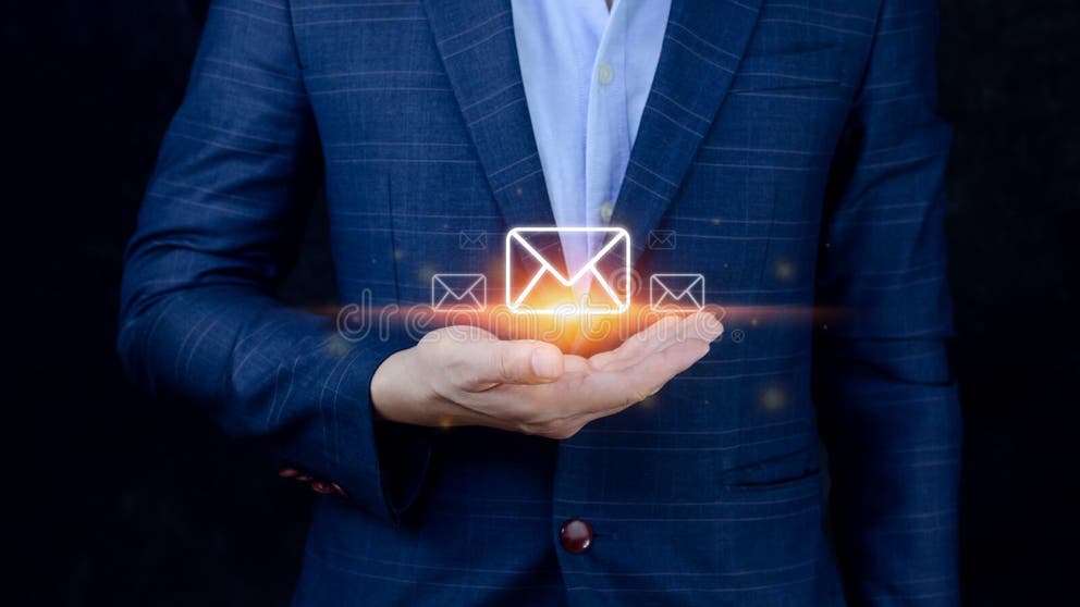 Businessman Holding Checking Email Online with Virtual Interface ...