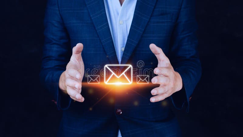 Businessman Holding Checking Email Online with Virtual Interface ...