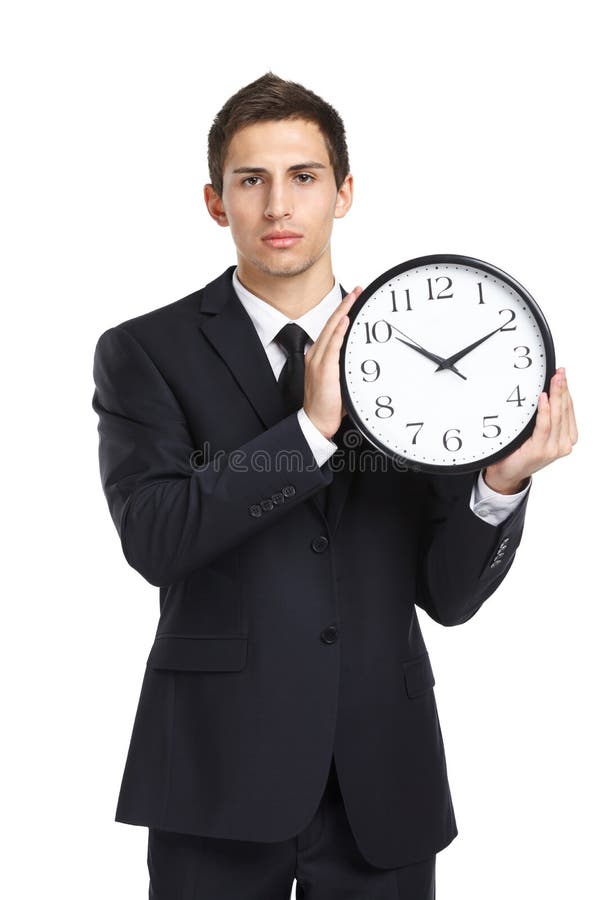 Businessman holding clock stock photo. Image of confidence - 38841712
