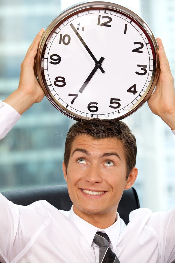 Businessman Holding Clock To His Head Stock Image - Image of appearance ...