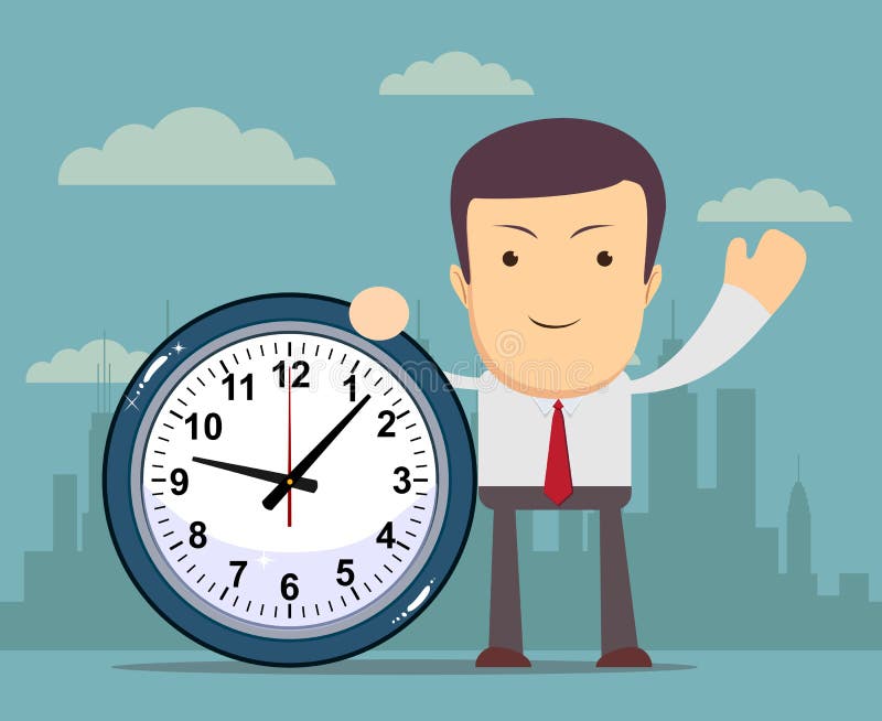 Businessman Holding a Clock, Vector Illustration Stock Vector ...
