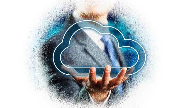 Businessman Holding a Cloud Symbol Over His Hand Stock Image - Image of ...
