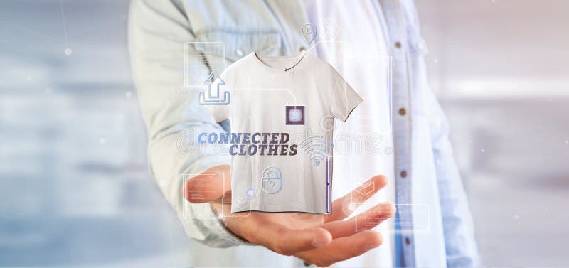 Businessman Holding a Connected Clothes with Data - 3d Rendering Stock ...