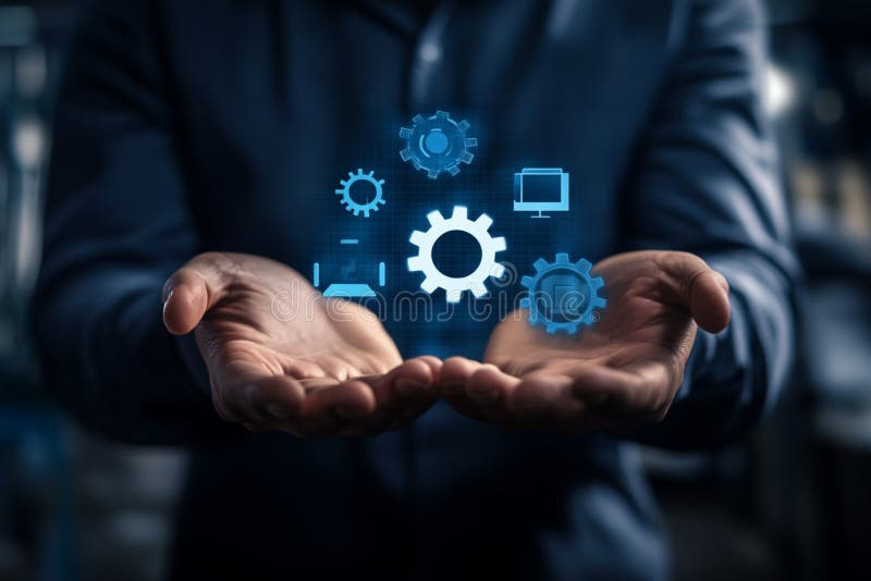 Businessman Holding Digital Cloning Technology Hologram, Innovation and ...