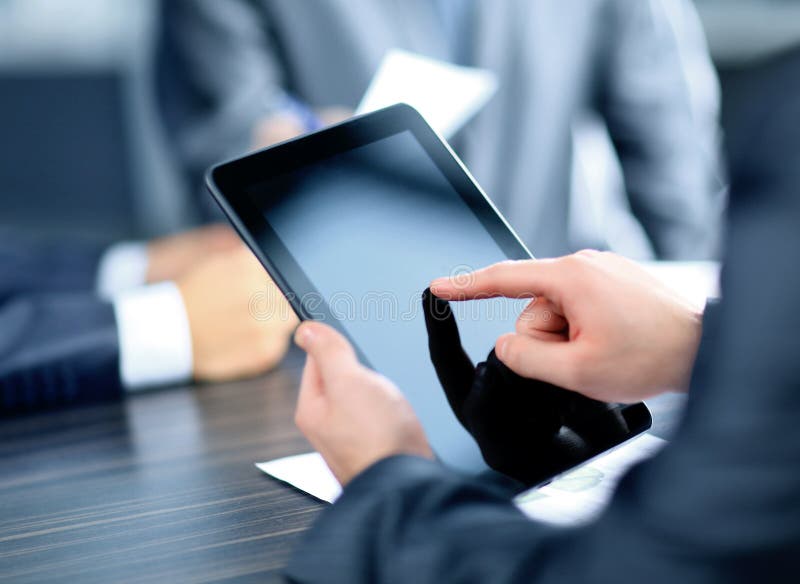 Woman Holding a Digital Tablet in Her Hands Stock Image - Image of ...