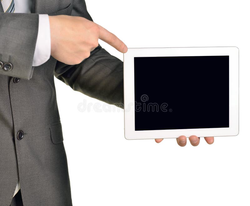 Businessman Holding Digital Tablet, Closeup Stock Image - Image of ...