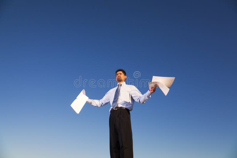 Businessman Holding Documents Stock Photo - Image of nature, power ...