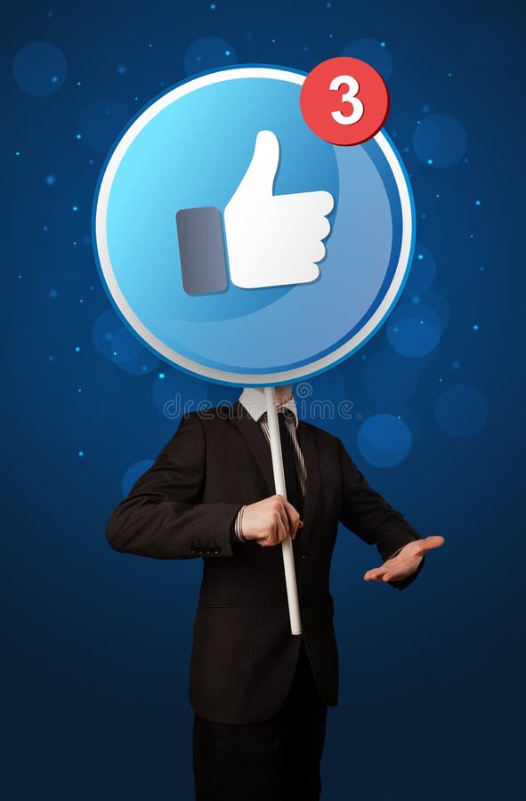 Businessman Holding Facebook Sign Stock Photo - Image of online ...