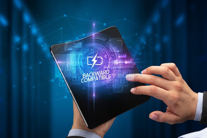 Businessman Holding a Foldable Smartphone, Technology Concept Stock ...