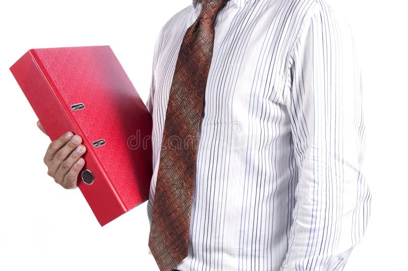 A Man In A Business Suit Red File Folders Stock Image - Image of ...