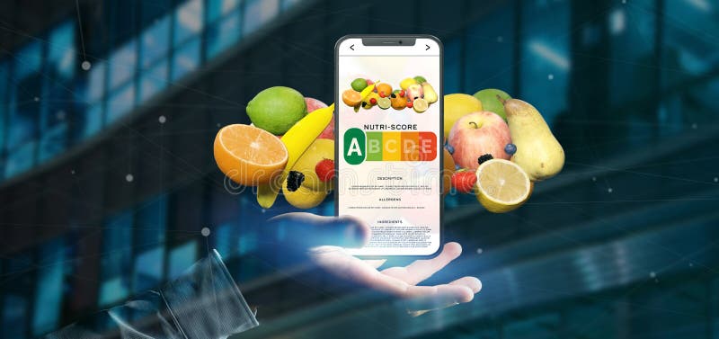 Businessman Holding a Food Mobile App - 3d Rendering Stock Image ...