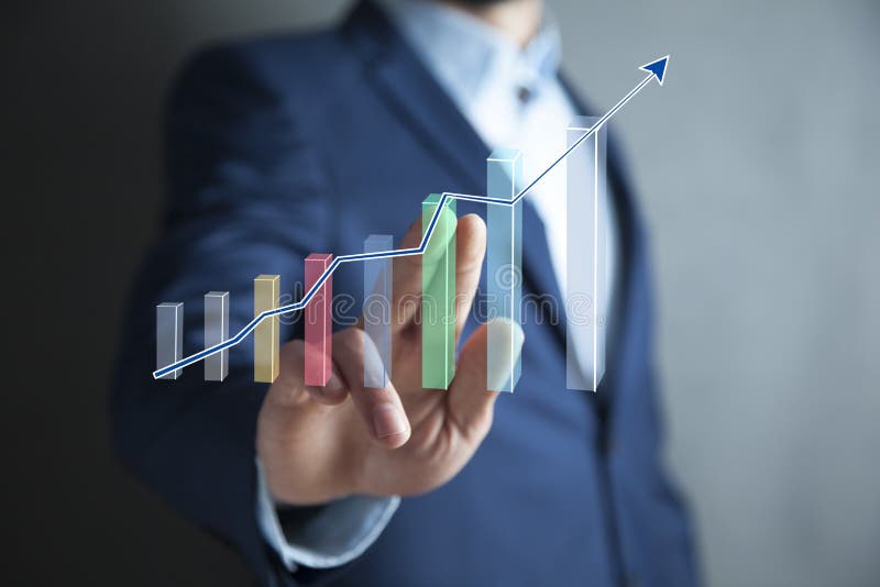 Businessman Holding a Hand-drawn Bar Graph in His Hand Stock Photo ...