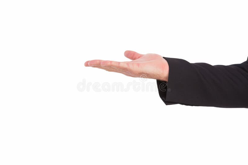 Businessman Holding Hand Out in Presentation Stock Image - Image of ...