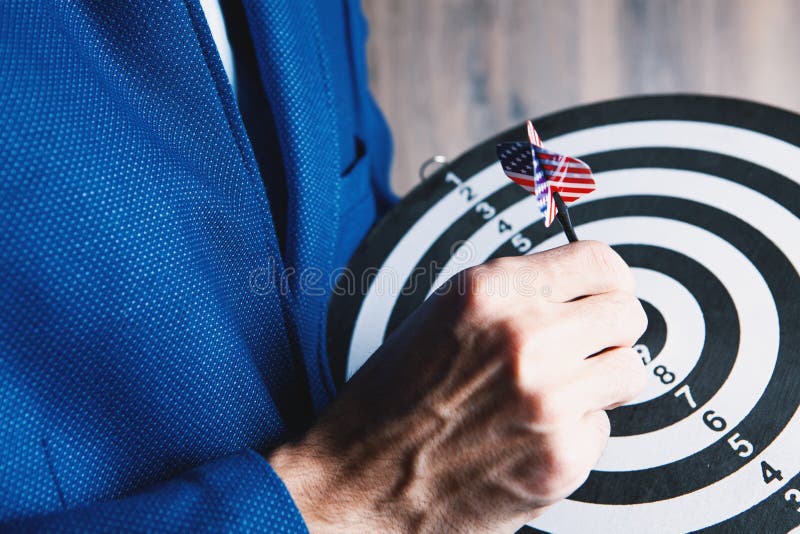 Businessman Holding in Hand Target Stock Photo - Image of audience ...