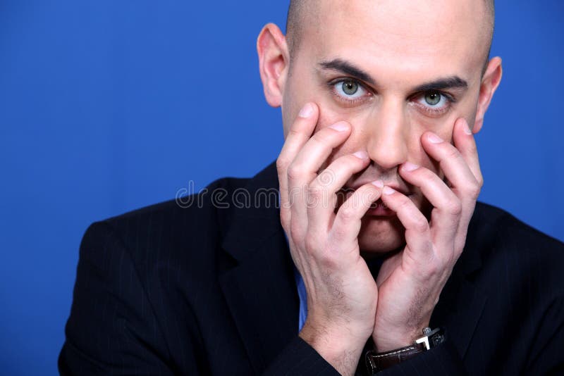 Businessman Holding Hands To Face Stock Photo - Image of failure ...