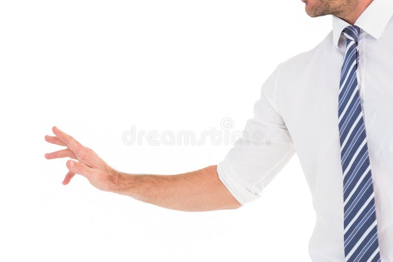 Businessman Holding His Hand Out Stock Photo - Image of studio ...