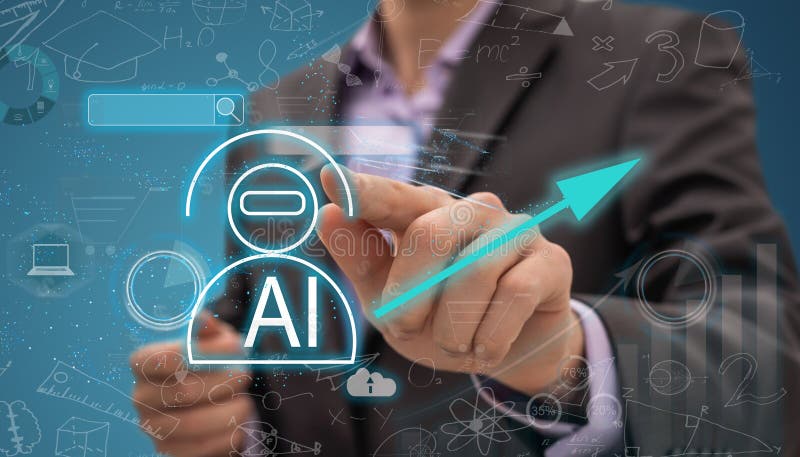 Businessman Holding Hologram Digital Chatbot, Chat GPT, Robot ... Businessman Holding Hologram Digital Chatbot, Chat GPT, Robot ...