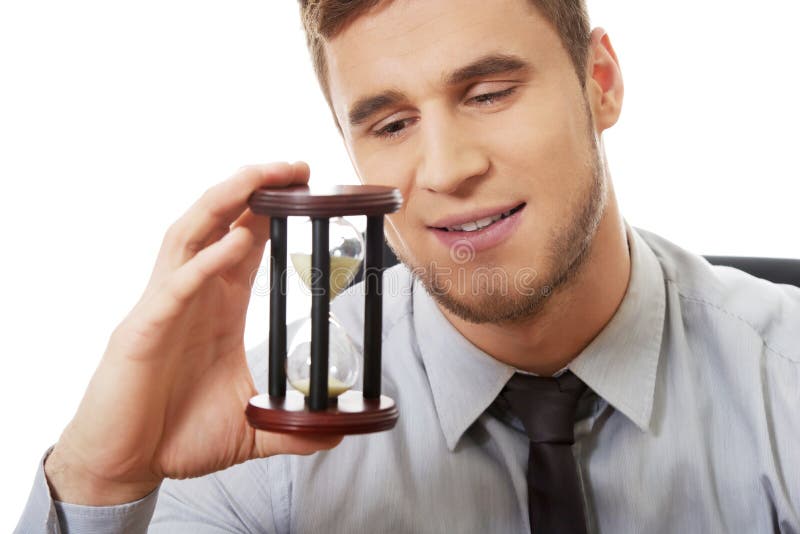 Businessman with Hourglass in the Office. Stock Photo - Image of hour ...