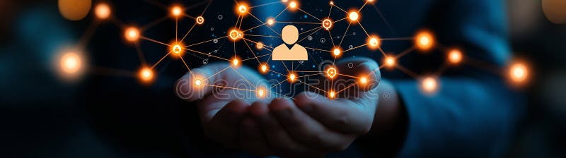 Businessman Holding Human Resources Concept with Network Connections ...
