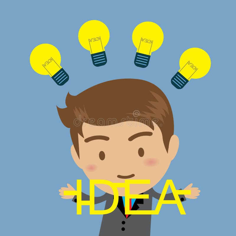 Businessman holding idea stock vector. Illustration of cheerful - 74185646