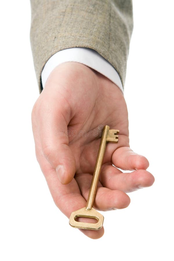 Businessman Hand Holding Key To Success Stock Image - Image of concept ...