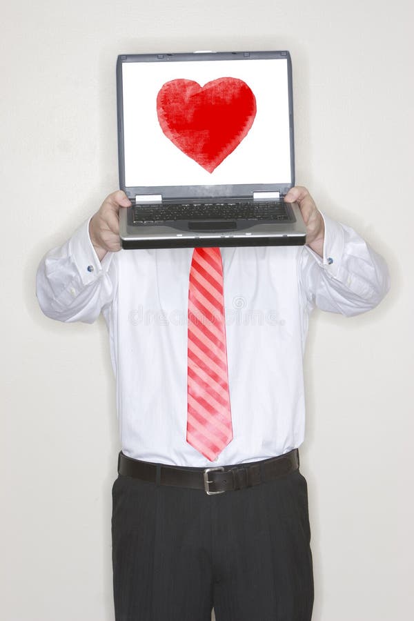 Businessman Holding Laptop with Heart Stock Image - Image of loving ...