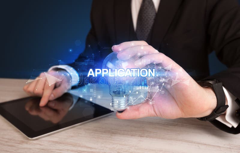 Businessman Holding a Light Bulb Stock Illustration - Illustration of ...