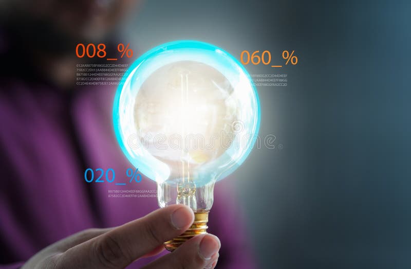 Businessman Holding Light Bulbs and Timeline Virtual Interface. Time ...