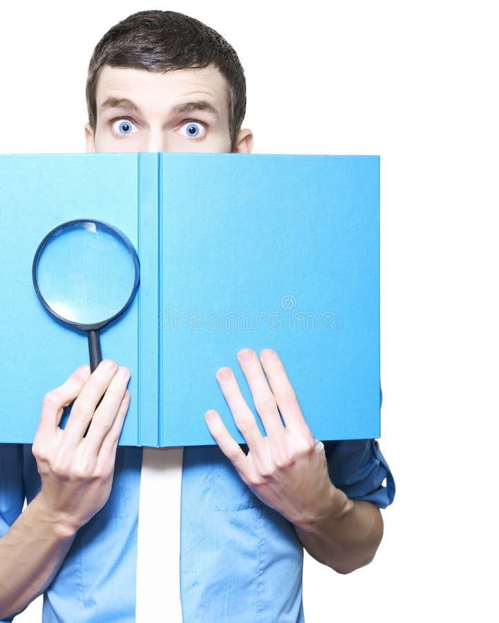 Businessman Holding Magnifying Glass and Book Stock Photo - Image of ... Businessman Holding Magnifying Glass and Book Stock Photo - Image of ...