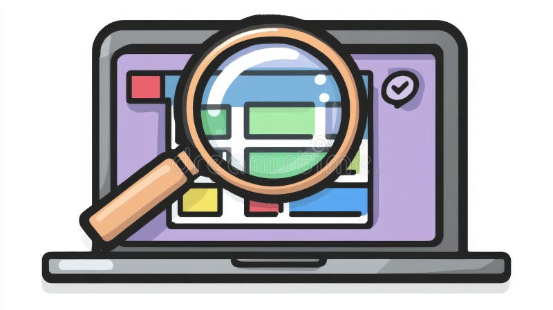 A Businessman Holding a Magnifying Glass and a Check Mark Icon Verifies ...