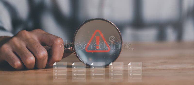 Businessman Holding Magnifying Glass Step Verification Concept through ...