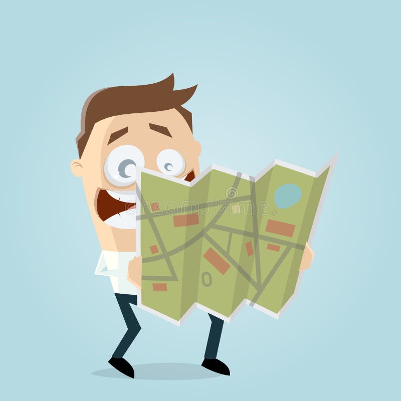 Cartoon Businessman Looking At Map Stock Vector - Illustration of male ...