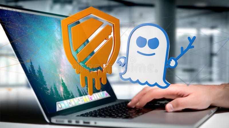Businessman Holding a Meltdown and Spectre Processor Attack with Stock ...