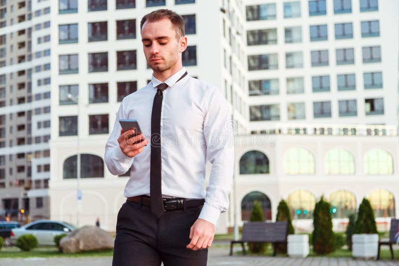 Businessman Holding Mobile Smartphone Using App Stock Image - Image of ...