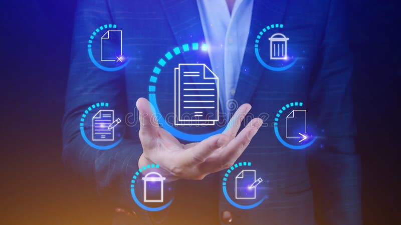 Businessman Holding Multimedia Type of Modern Buttons with Virtual ...