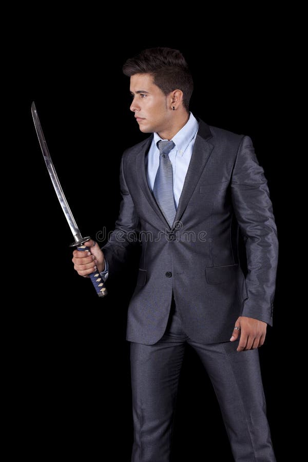 Businessman Holding a Ninja Sword Stock Image - Image of concept, ninja ...