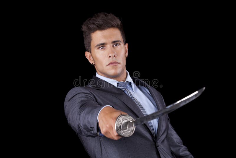 Businessman Holding a Ninja Sword Stock Photo - Image of male, concept ...