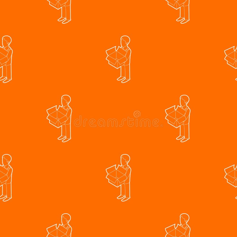 Businessman Holding an Outline Box Pattern Vector Orange Stock Vector ...