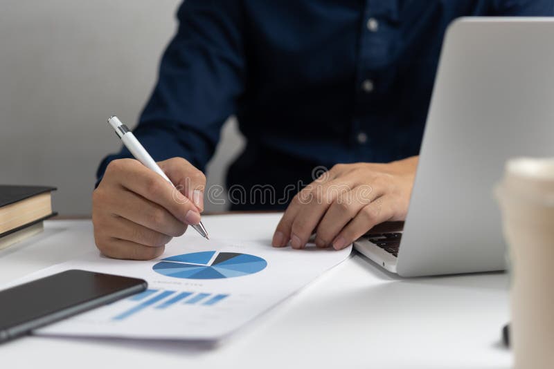 Businessman Holding Pen Document Graph and Chart Holding Pen Accounting ...