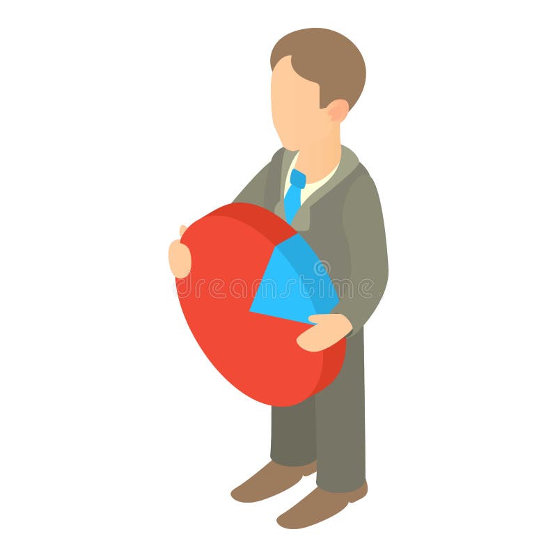 Businessman Holding Pie Chart Icon, Cartoon Style Stock Vector ...