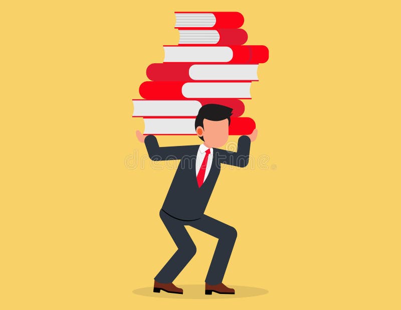 Businessman Holding Pile of Heavy Documents. Stock Vector ...