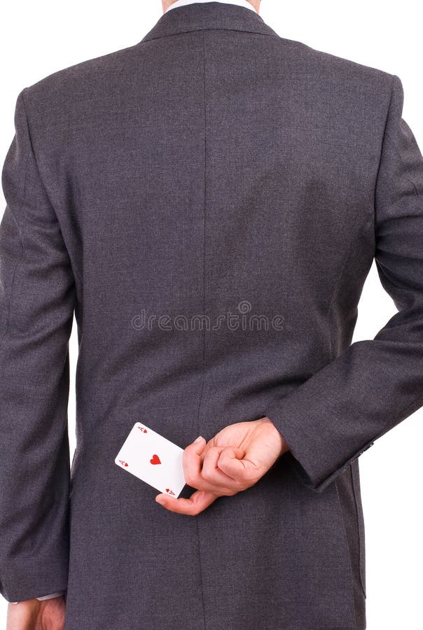 Businessman Holding Playing Card Behind His Back. Stock Image - Image ...