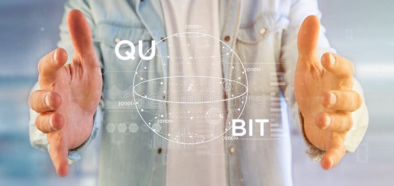 Businessman Holding Quantum Computing Concept with Qubit Icon 3d ... Businessman Holding Quantum Computing Concept with Qubit Icon 3d ...