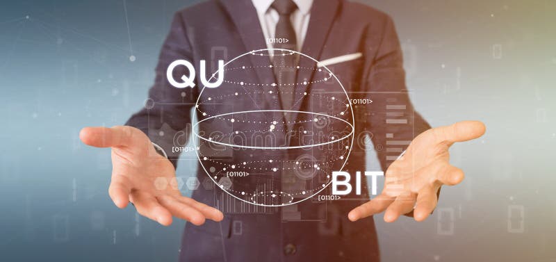 Businessman Holding Quantum Computing Concept With Qubit Icon 3d ... Businessman Holding Quantum Computing Concept With Qubit Icon 3d ...