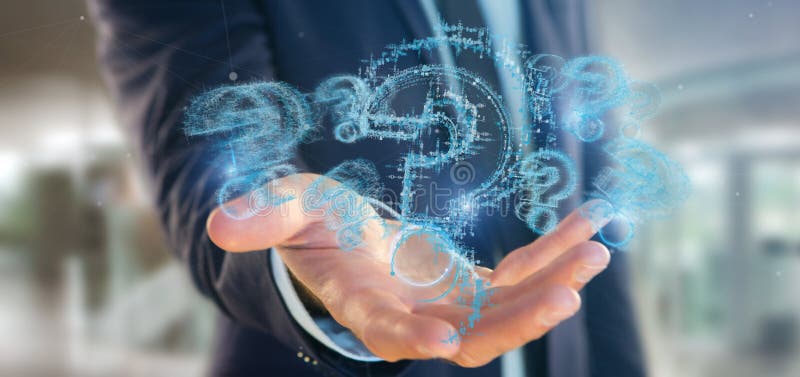 Businessman Holding a Question Mark Stock Photo - Image of ...