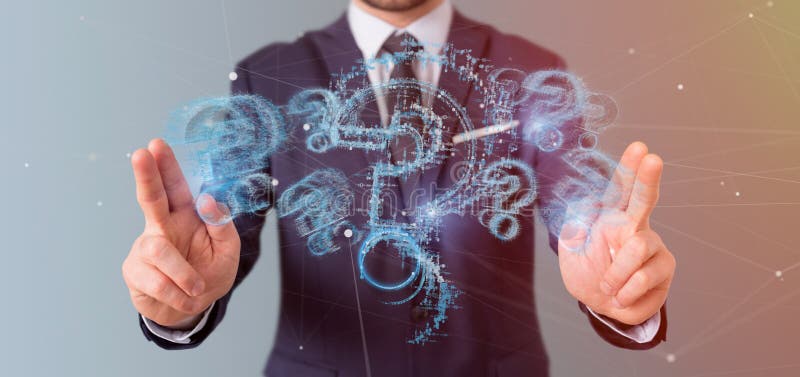 Businessman Holding a Question Mark Stock Image - Image of icon, design ...