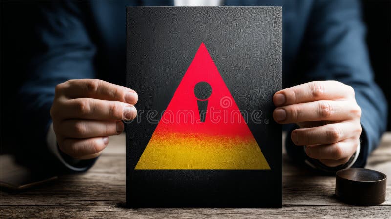 Businessman Holding Risk Strategy Report with Warning Sign in ...