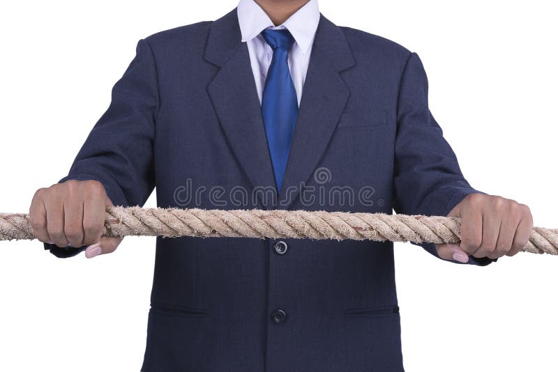 Businessman hold rope stock photo. Image of formal, length - 37439610