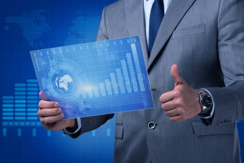 The Businessman Holding Screen with Market Quotes Stock Image - Image ...