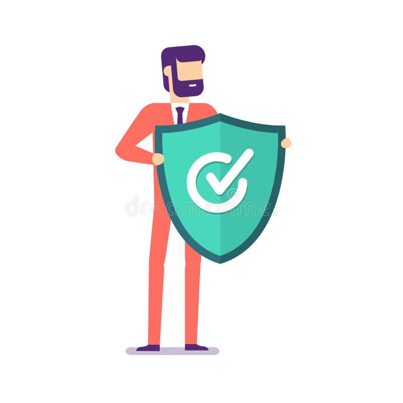 Businessman Holding a Shield Reflecting the Attacks. Protected from ...